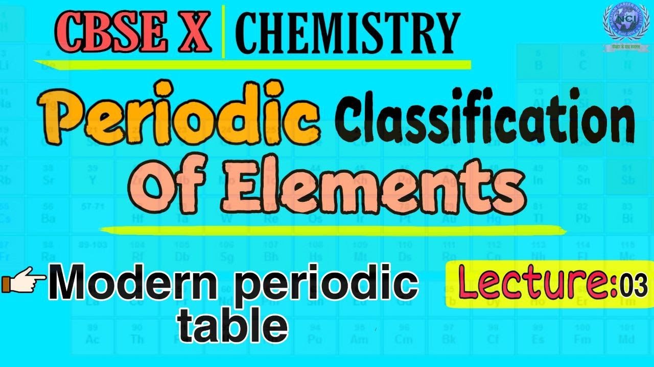 Lecture-3 :Modern Periodic Table | Periodic Classification of Elements ...