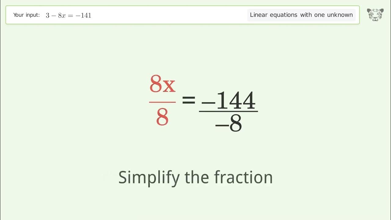 Linear Equation With One Unknown Solve 3 8x 141 Step by step Solution linear-equation-with-one-unknown-solve-3-8x-141-step-by-step-solution