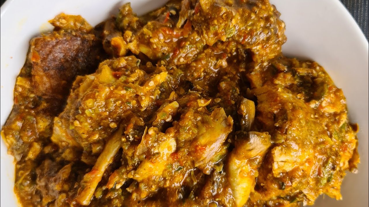Delicious okro soup and six to six Akpu #fufu - YouTube