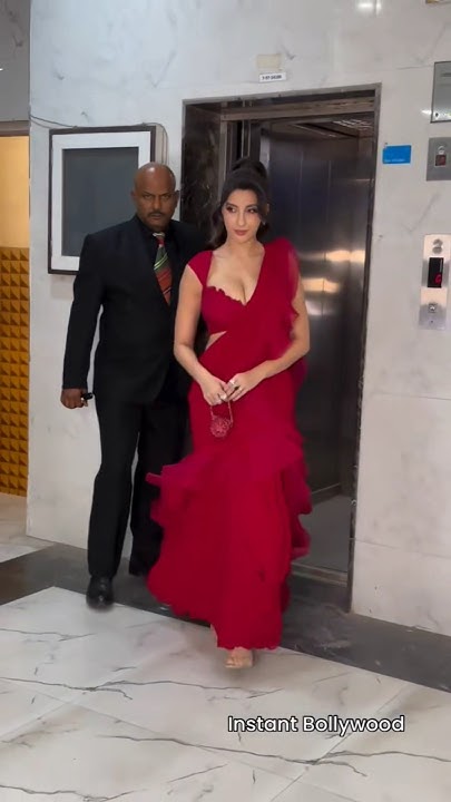 Nora Fatehi ️ wearing Beautiful Red Sari 🥻 #norafatehi #newsong - YouTube