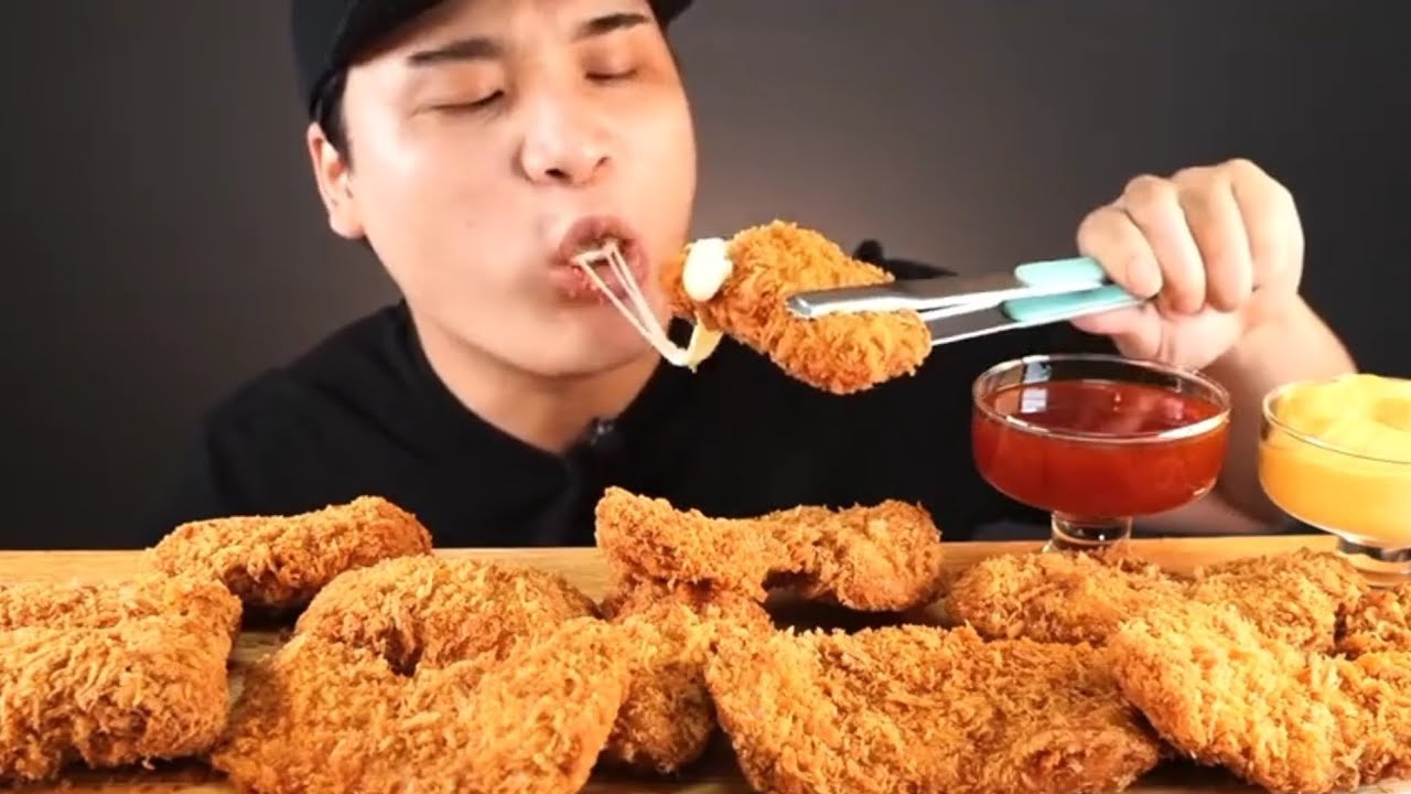CRISPY AND CHEESEY CHICKHEN PIECE | FOOD with SOUND | - YouTube
