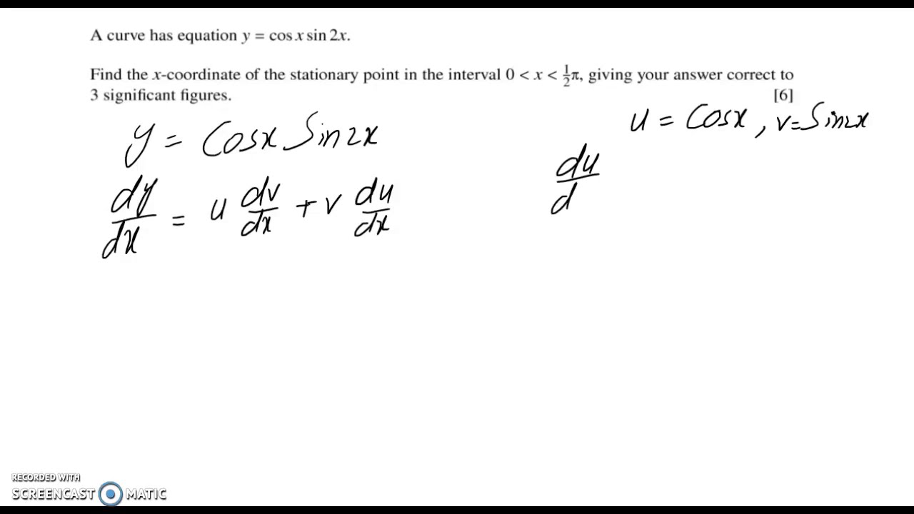 A level Differentiation Past paper question 9709 P3/2, Q4 May 2020 ...