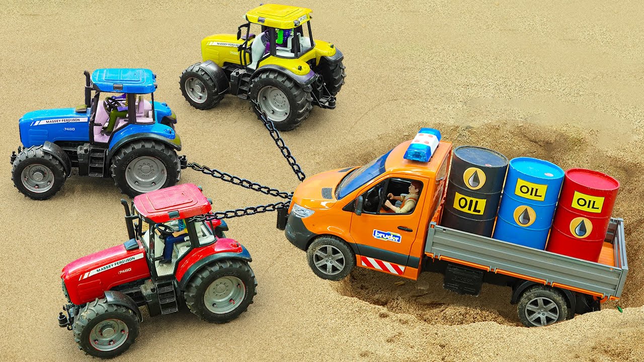 Mini Tractor Rescue, Crane, Excavator, UFO - Help Oil Tanker Truck Get ...