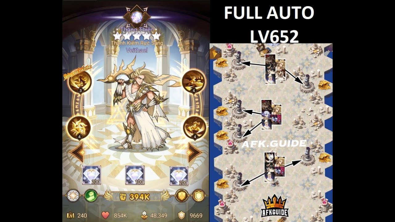 Afk Arena | Full Auto Thử Nghiệm Bang Hội Veithael LV 652 - Thánh Địa ...