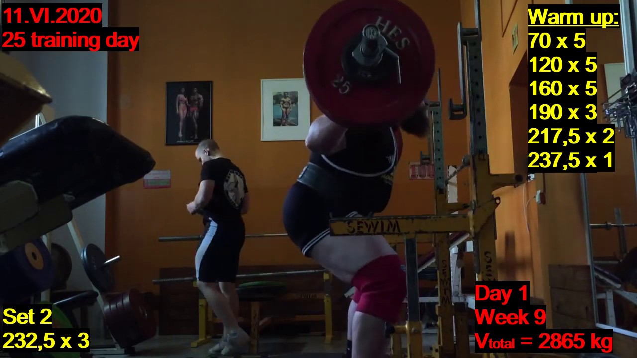 2020.06.11 - Day 1 - Week 9 - Competition squat + Competition bench ...
