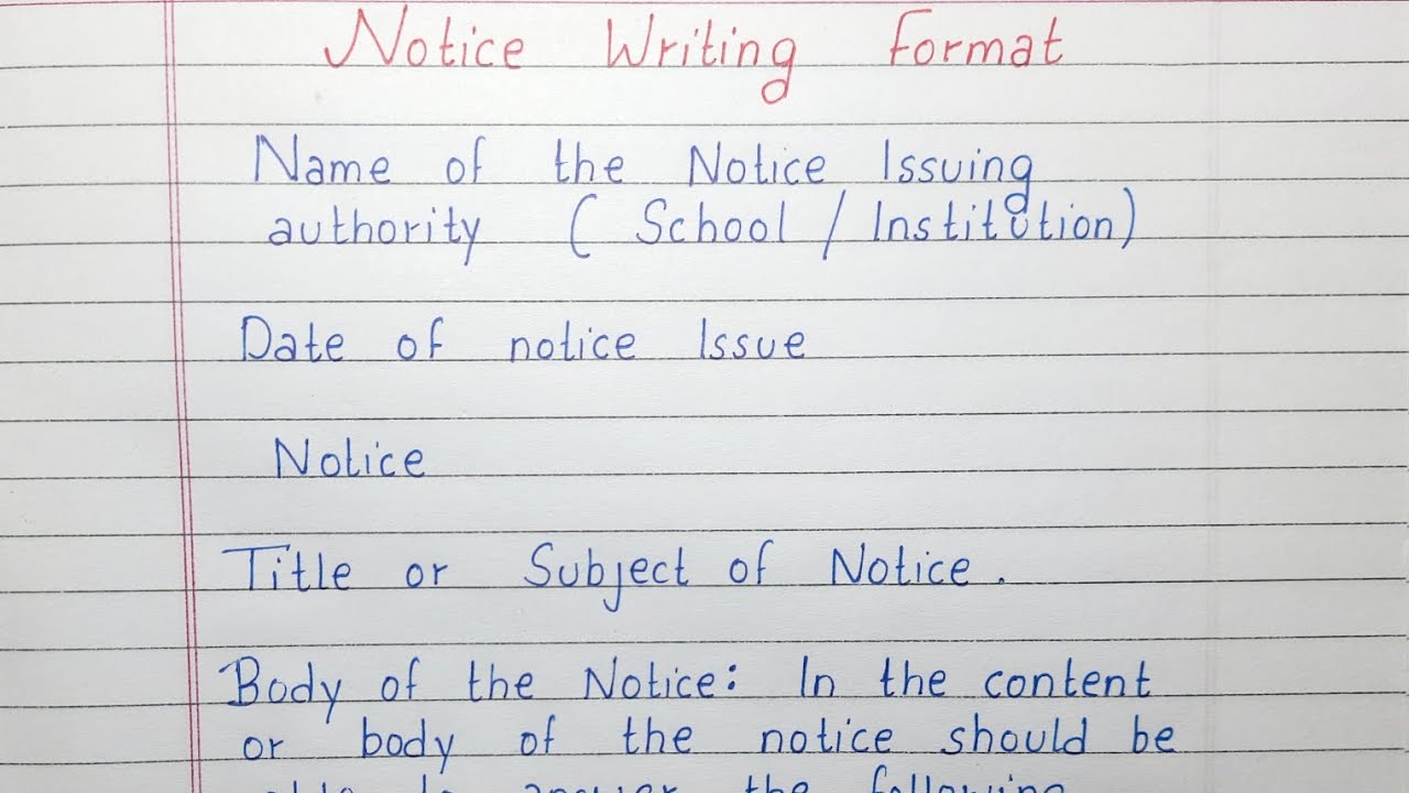 Write Notice Writing Format | English - YouTube