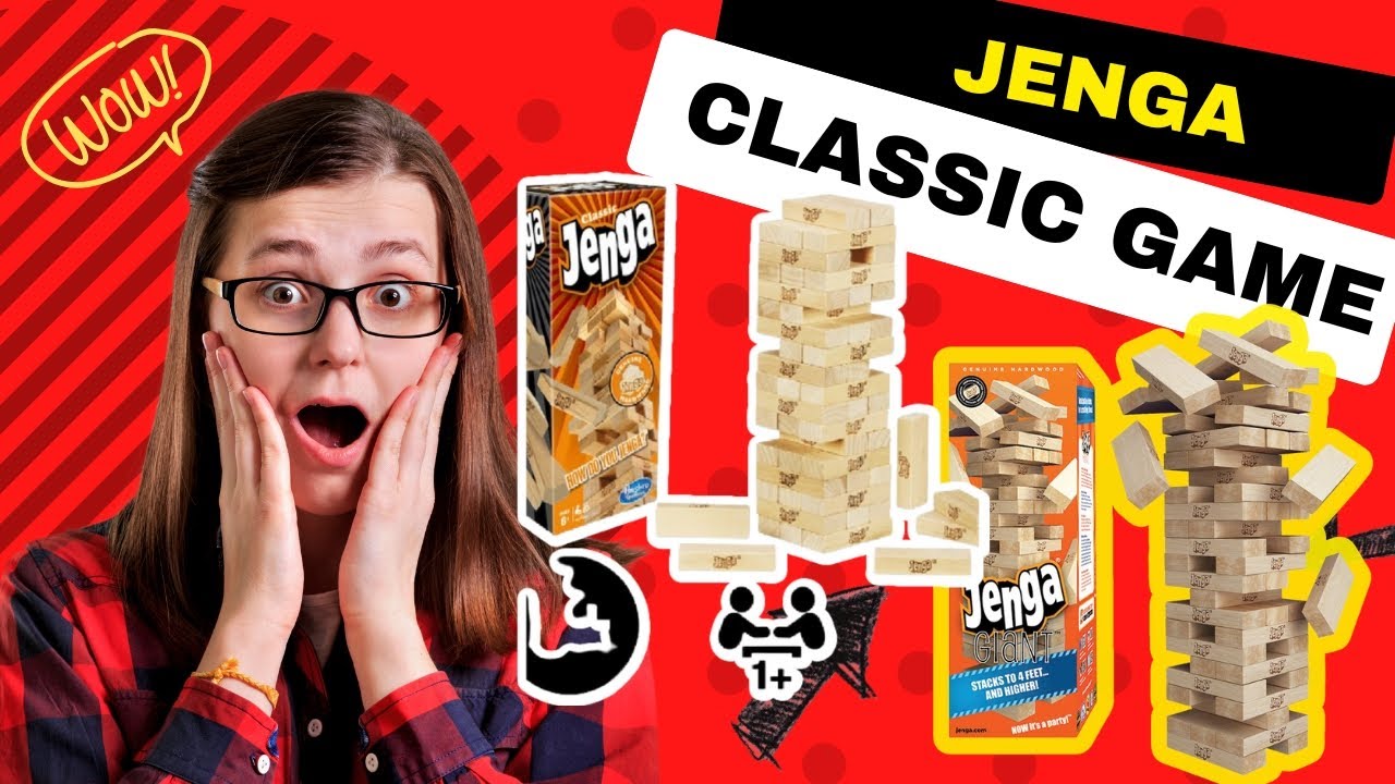 New Jenga Classic Game: Test Your Skills with Genuine Hardwood Blocks # ...