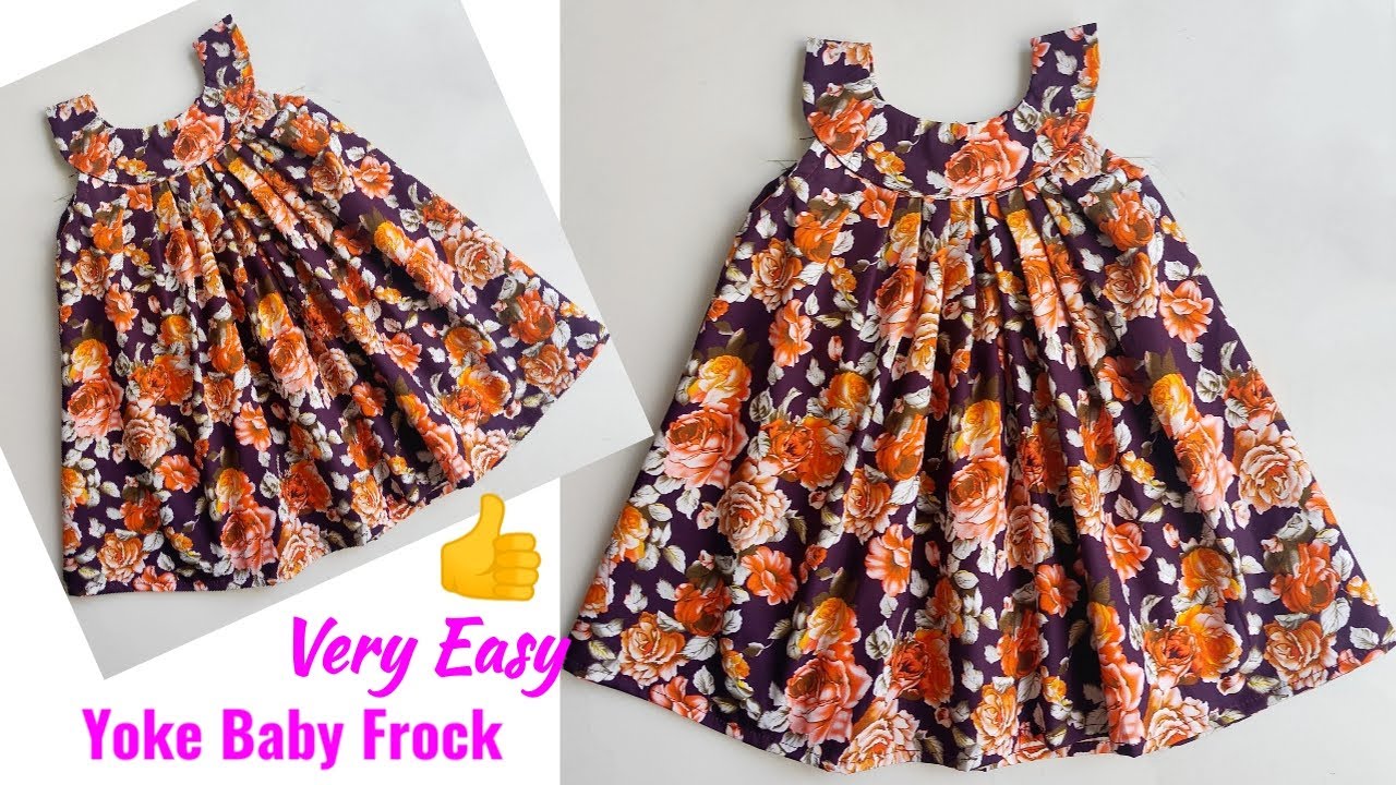 Very Easy Yoke Baby Frock cutting and stitching Full Tutorial | Baby ...