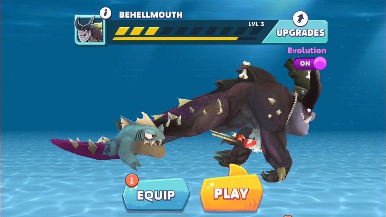 Unlocking and evolving BEHELLMOUTH🦈Insane fights with other sharks and ...