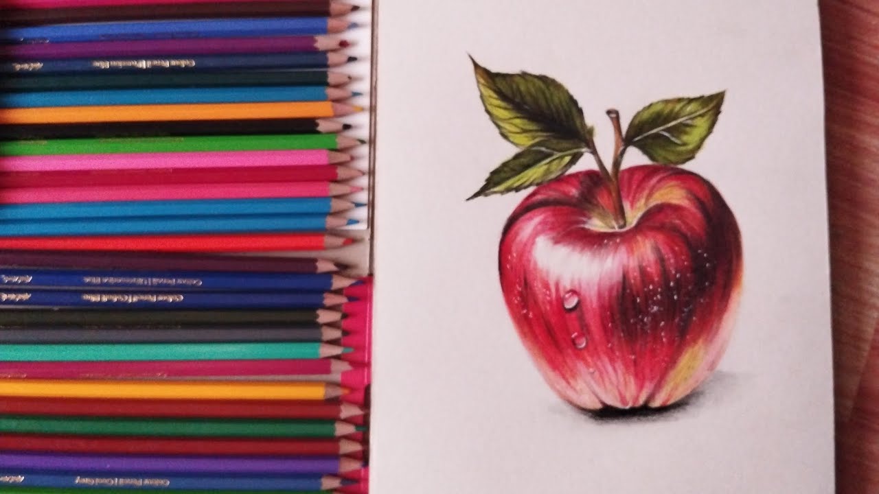 Realistic Apple Drawing With Colour pencils / Hyper-Realistic Drawing ...