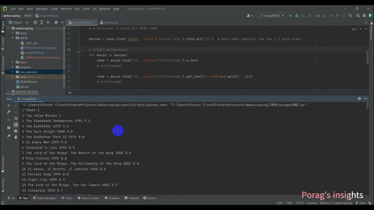 Web Scraping Demo Project Building a Movie Database with IMDb Web Scraping || Porag's Insights ...