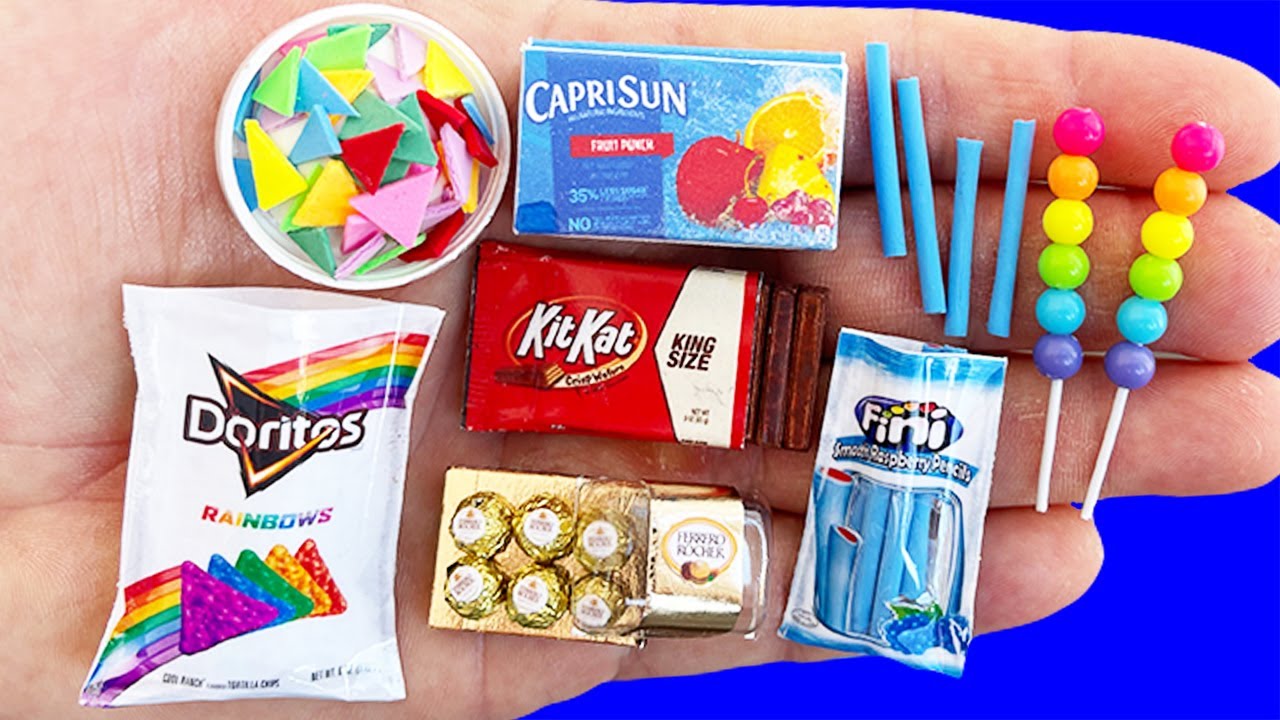 12 DIY MINIATURE REALISTIC FOOD RAINBOW JELLY DESSERTS, DORITOS, FINI ...