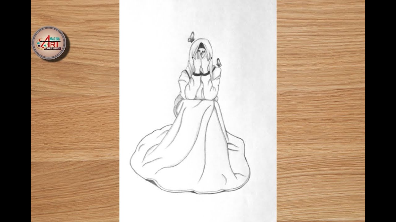 How to draw A girl Wearing hijab step by step | Muslim girl drawing ...