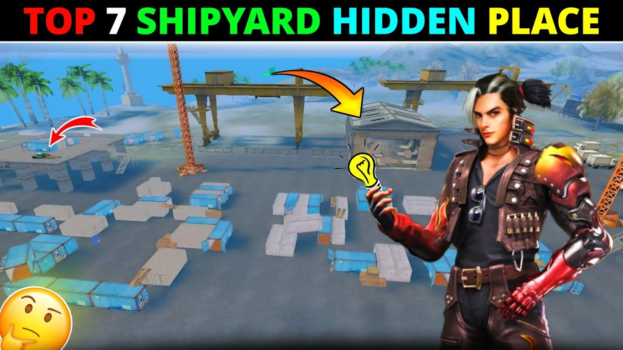 TOP 7 HIDDEN PLACES ON SHIPYARD | FREE FIRE HIDDEN PLACES IN BERMUDA ...
