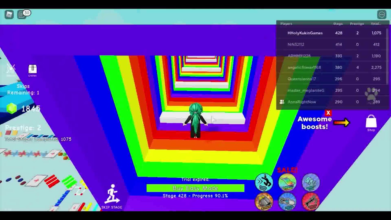 Mega Easy Obby Stages 350 To 475 - YouTube