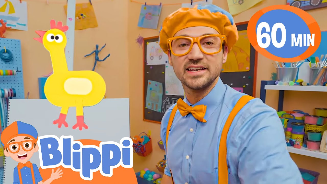 BLIPPI Teaches How To Draw A Chicken | How to Draw Animals for Kids ...