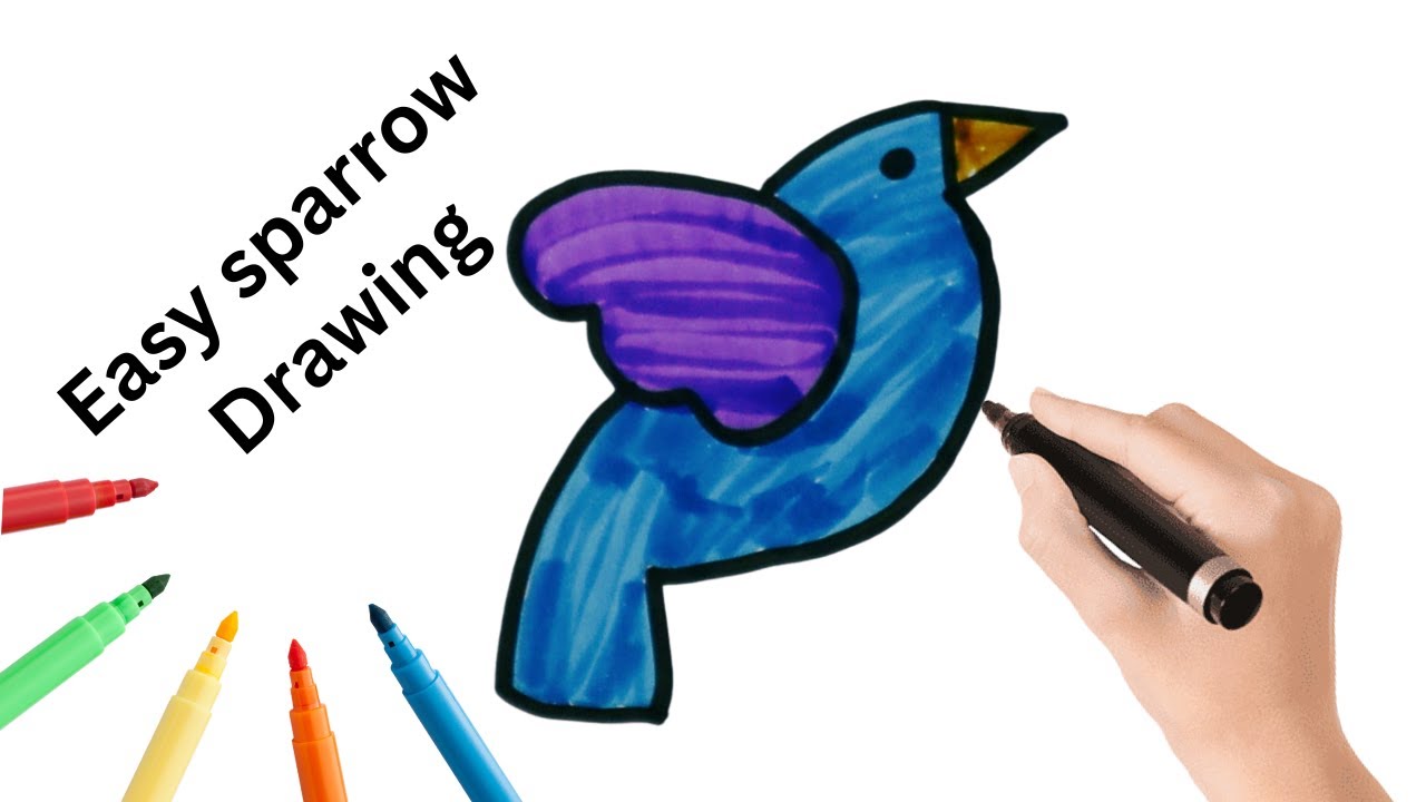 easy sparrow drawing | how to draw a sparrow | sparrow drawing ...