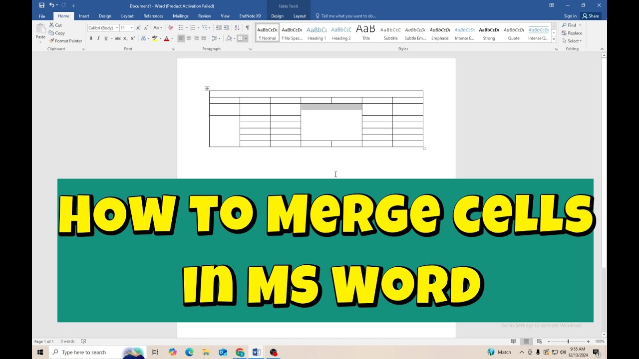 How to Merge cells In Ms Word - YouTube