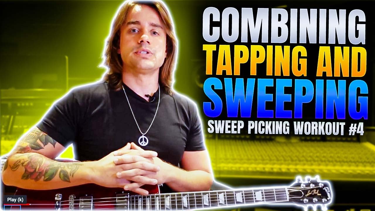 Combining sweep picking and two hand tapping - YouTube