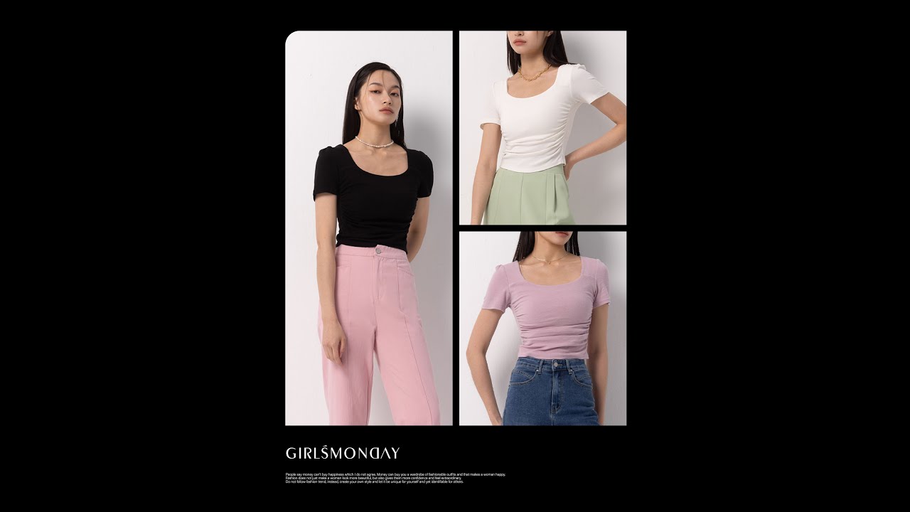 SQUARE COLLAR SLIM CREASE TOP - YouTube