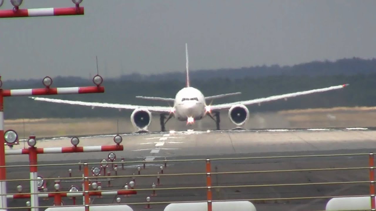 Head on view during takeoff! • Boeing 777-300ER - Dusseldorf Airport ...