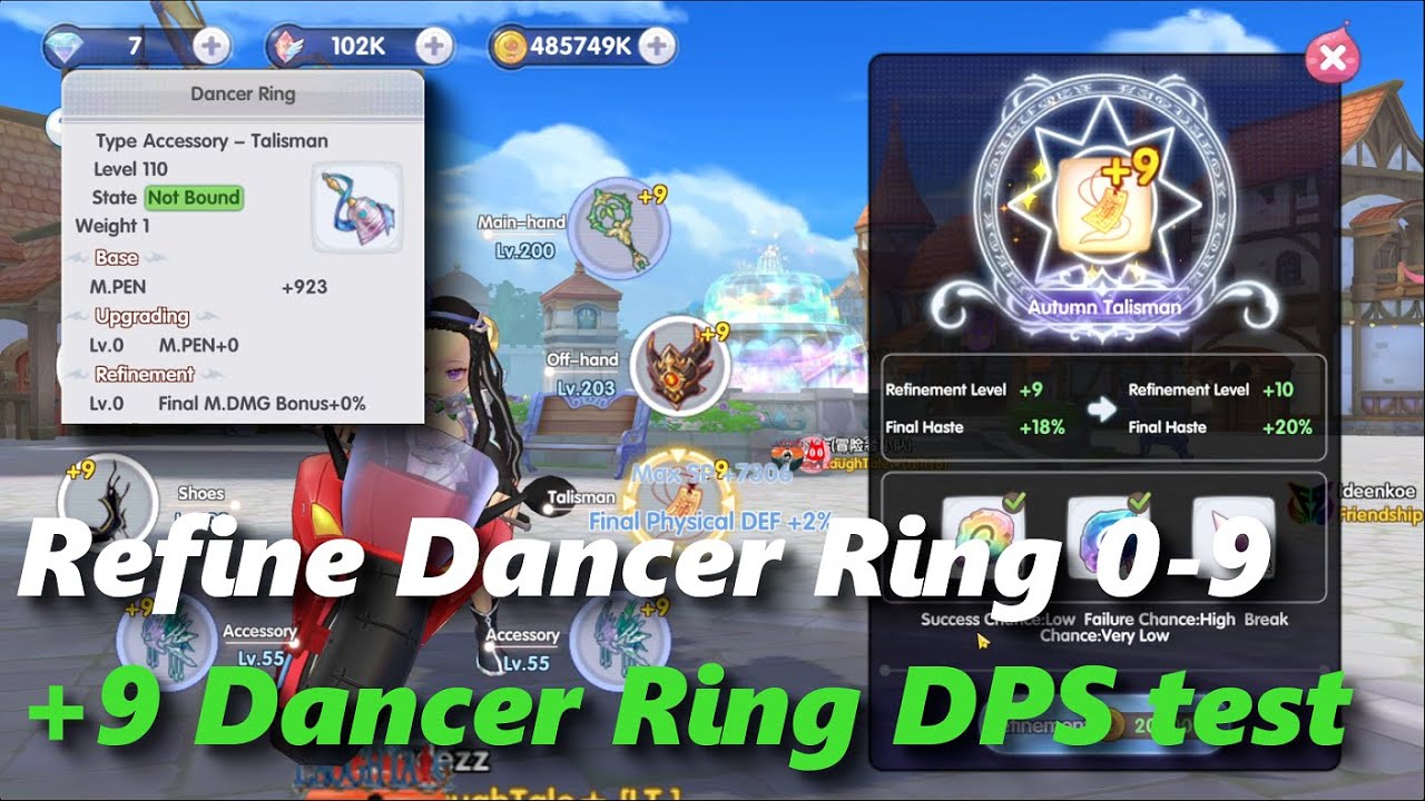 Refine Dancer Ring from 0 to 9 and +9 Dancer Ring dps test | rox ...