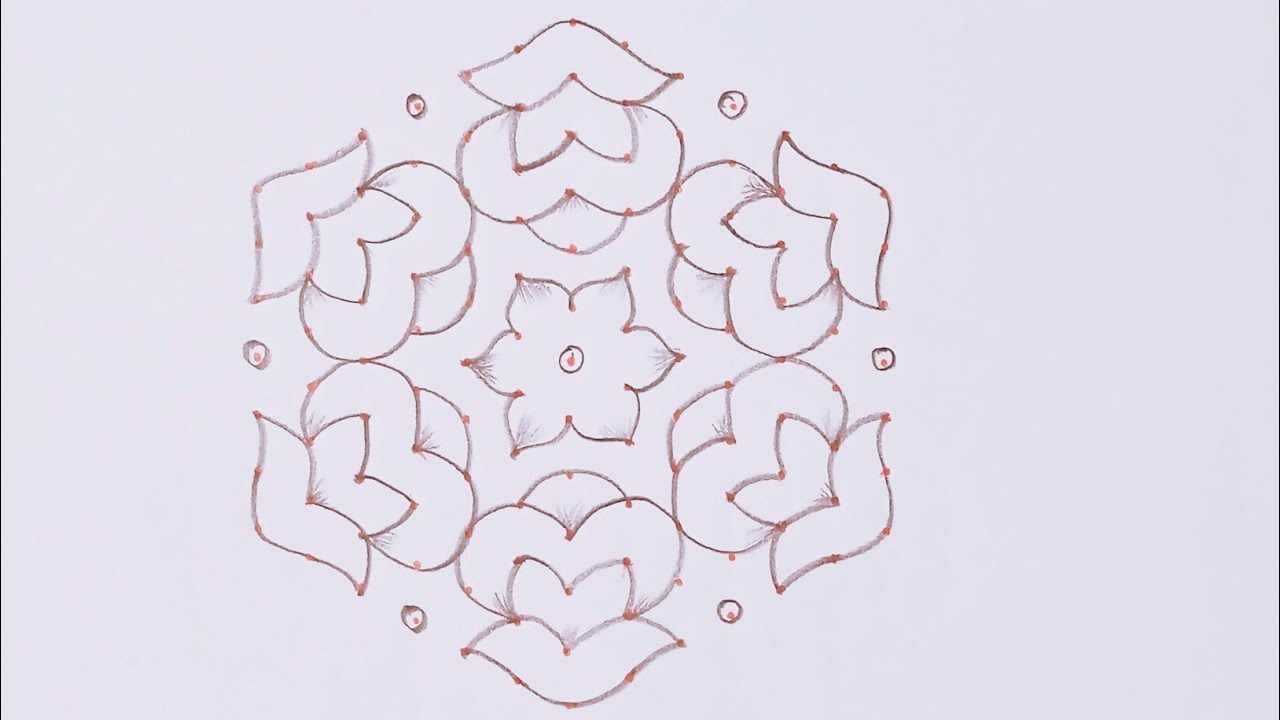 Easy 13x7 Dots Kolam | Step-by-Step Rangoli Tutorial /Beautiful 13x7 Dots Rangoli Kolam - YouTube