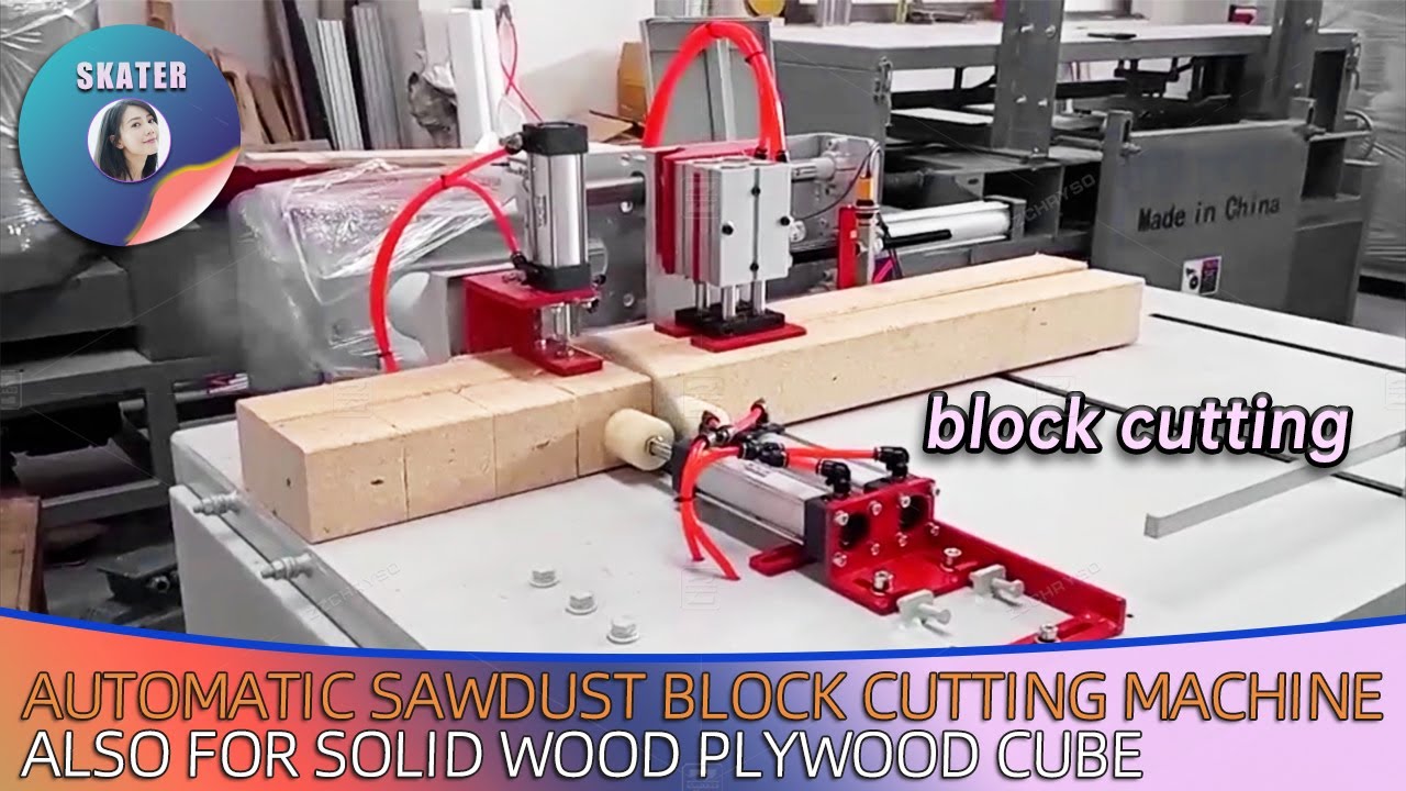 Automatic sawdust block cutting machine also for solid wood plywood ...