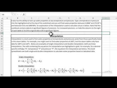 Using the Steam Tables Spreadsheet - YouTube