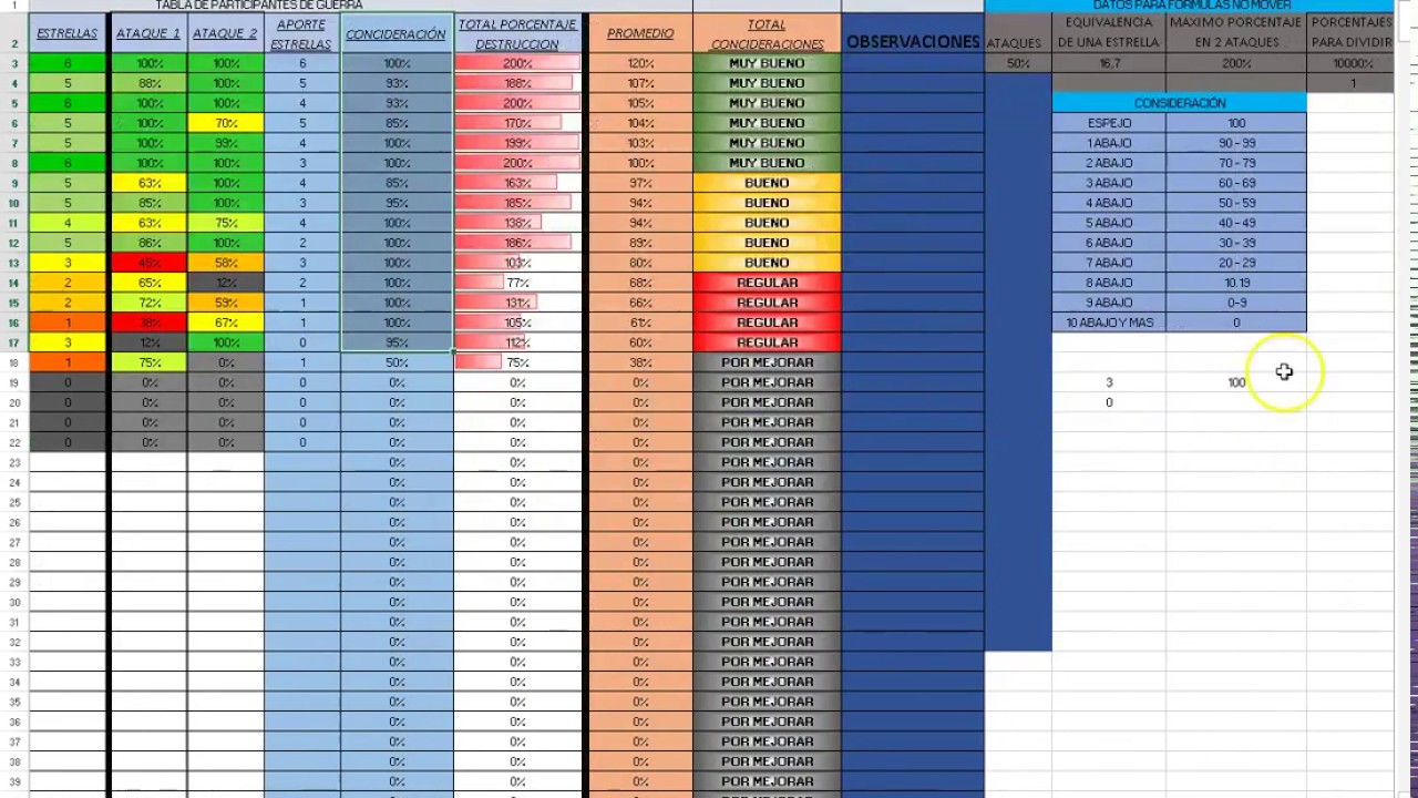 EXCEL CLASH OF CLANS - YouTube