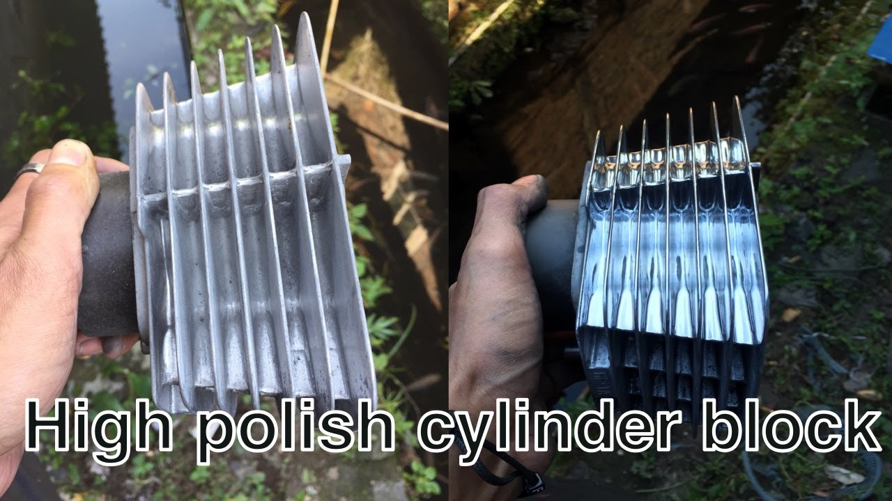 polish the details on the aluminum engine block - honda gl125 - YouTube