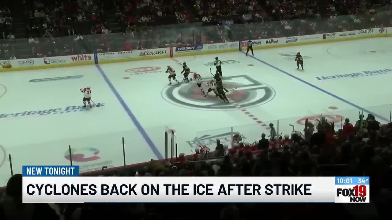 Cyclones back on the ice after strike - YouTube