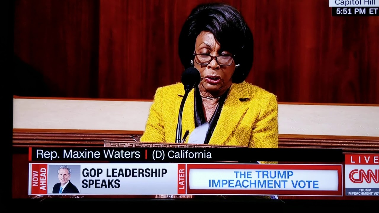 Maxine Waters Trump Impeachment Vote - YouTube