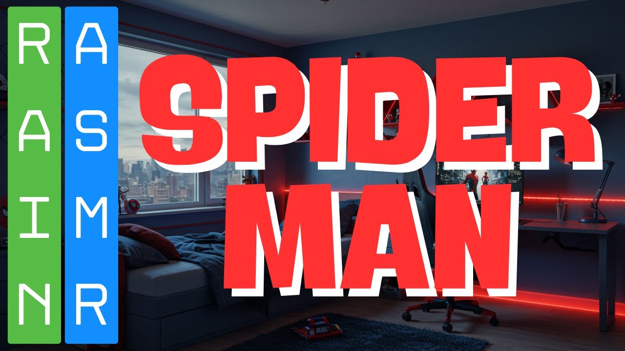 🟥 LIVE 12 HOURS | Gentle Rain & Cozy Spiderman Room Ambience for Deep ...