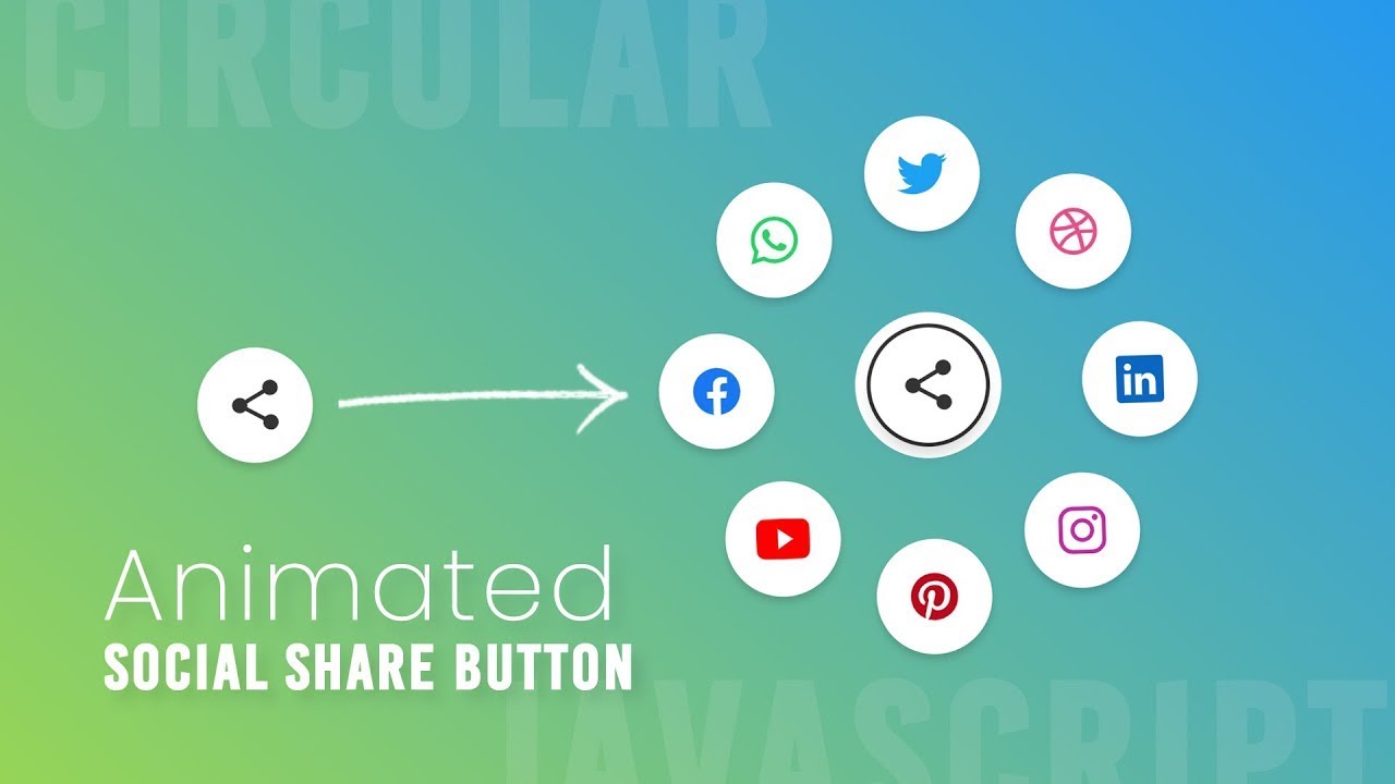Animated Circular Social Share Menu Using Html Css And Javascript Youtube 3394