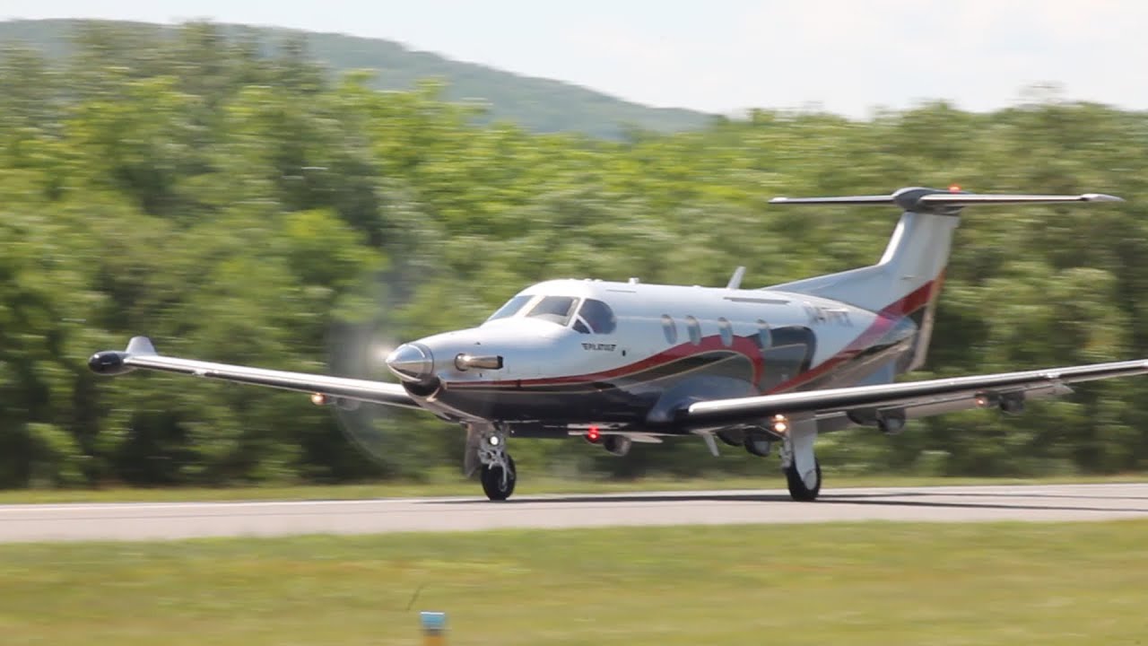Pilatus PC-12 Takeoff | Nice turboprop sound! - YouTube