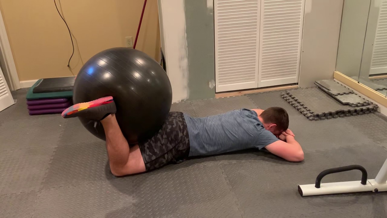 Swiss Ball Prone Hamstring Squeeze - YouTube