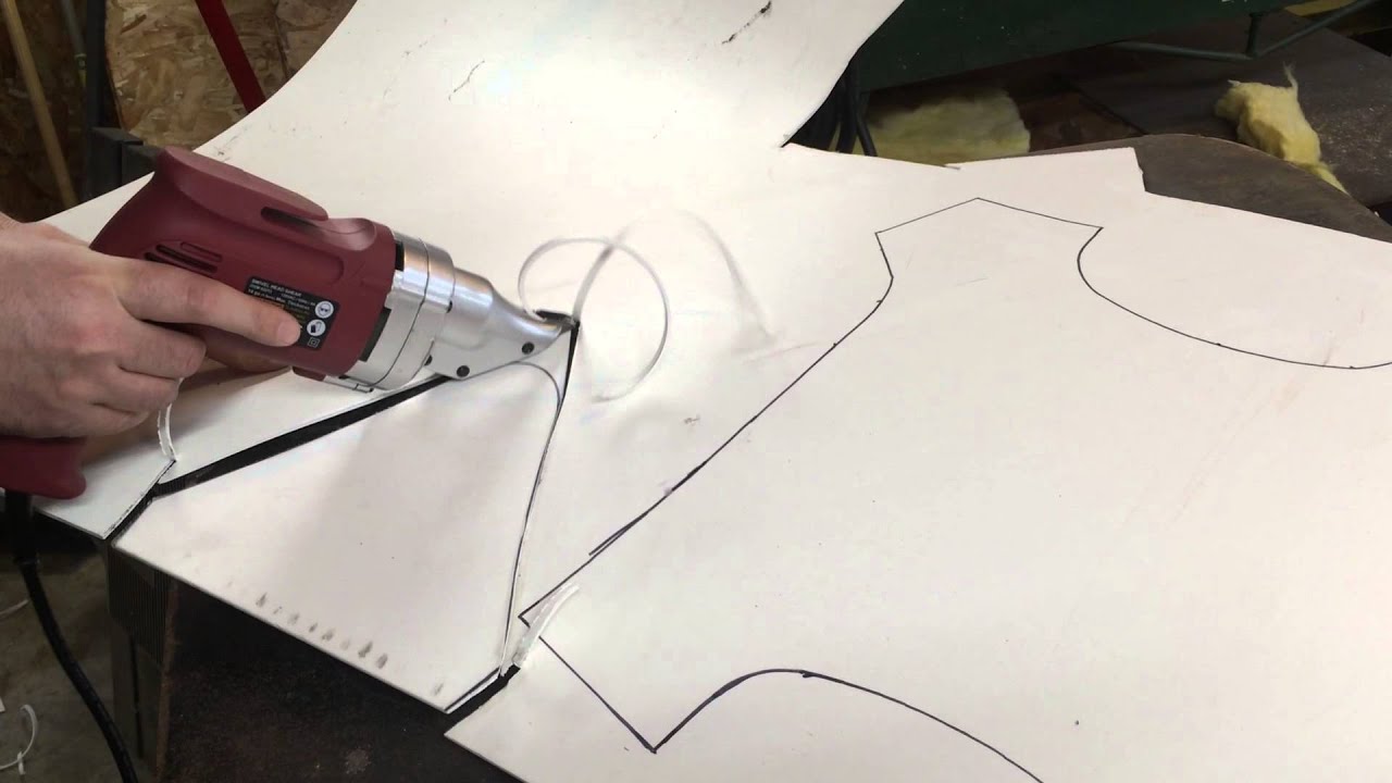 Cutting sintra with electric shears - YouTube