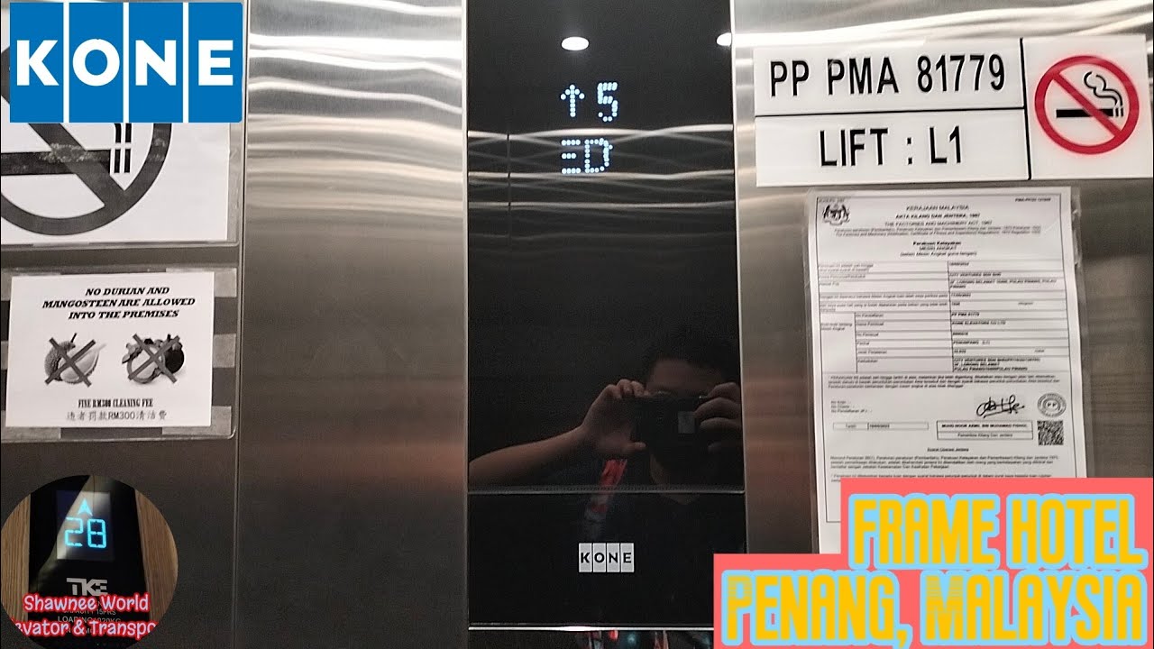KONE elevator at Frame Hotel, Georgetown, Penang, Malaysia - YouTube