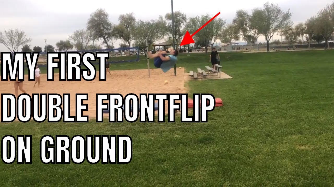 My First Double Front Flip On Ground - YouTube