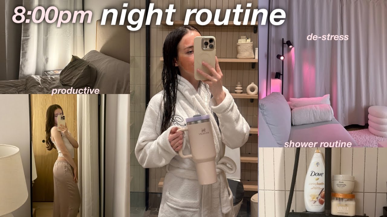 8pm COZY NIGHT ROUTINE ☁️ productive evening, self care, unwinding ...