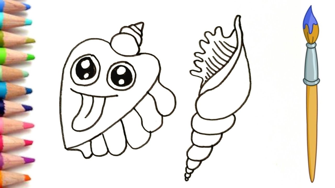 How To Draw Shellfish Simple For Kids 🌈 🍐 - YouTube