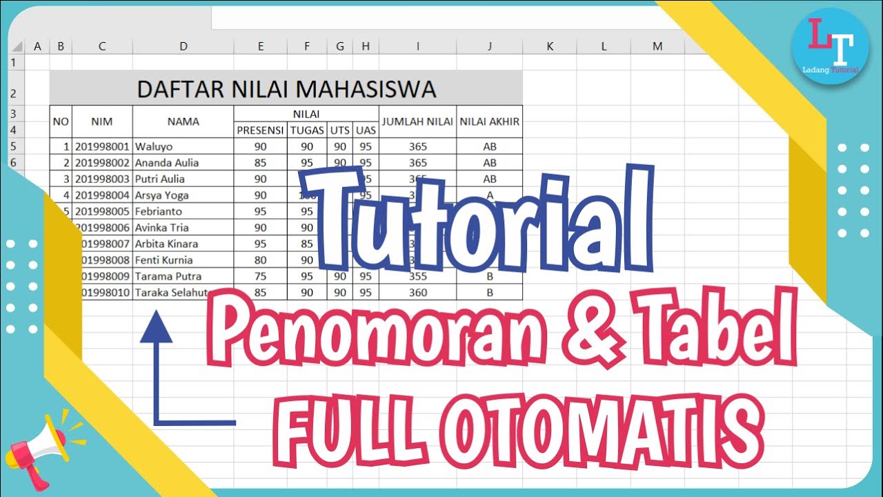 Cara Membuat Penomoran dan Tabel Full Otomatis Sesuai Isi Data di Excel ... Cara Membuat Penomoran dan Tabel Full Otomatis Sesuai Isi Data di Excel ...