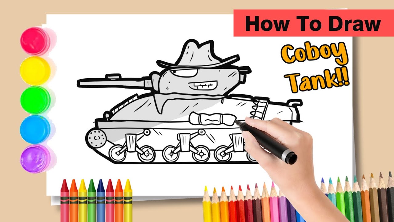 🔴M4 Sherman Tank HomeAnimations Drawing 🌟 How to Draw and Color ...