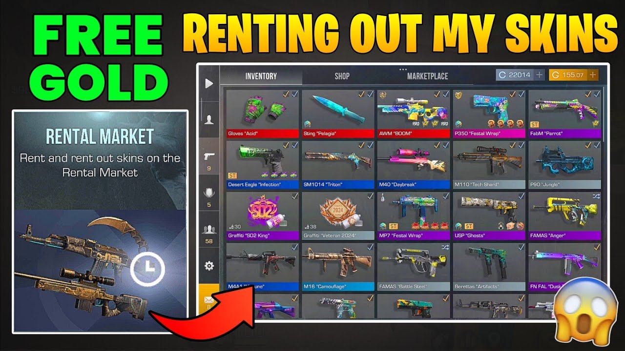 Renting Out My Whole Inventory 😱 | Making FREE GOLD in Standoff 2 | Rental Market | Part1 - YouTube