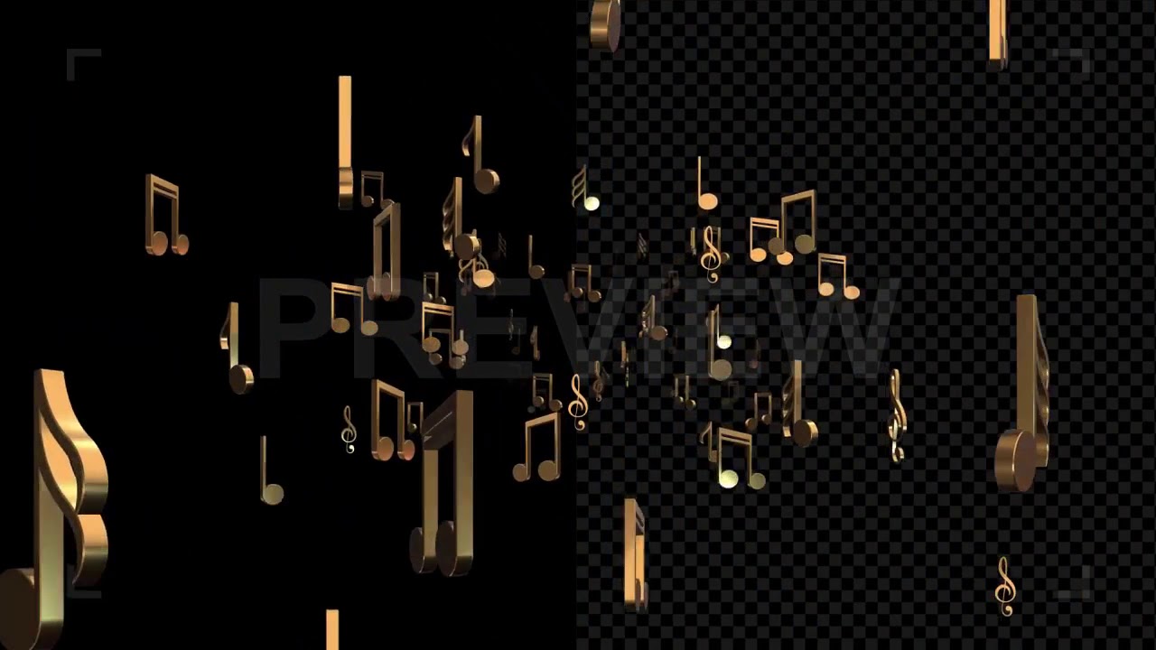 Golden Musical Notes On Alpha | Stock Motion Graphics - Motion Array ...