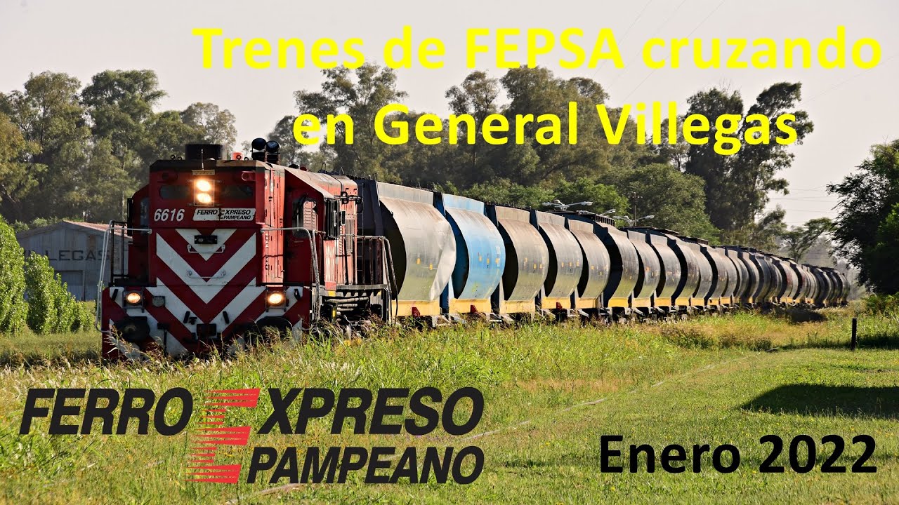 Trenes de FEPSA cruzando en General Villegas - Enero 2022 - YouTube