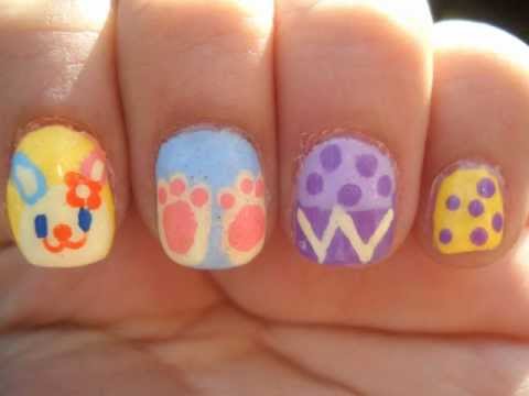 Cute Easter Bunny Nail Art - Diseño de Uñas de Conejito - YouTube