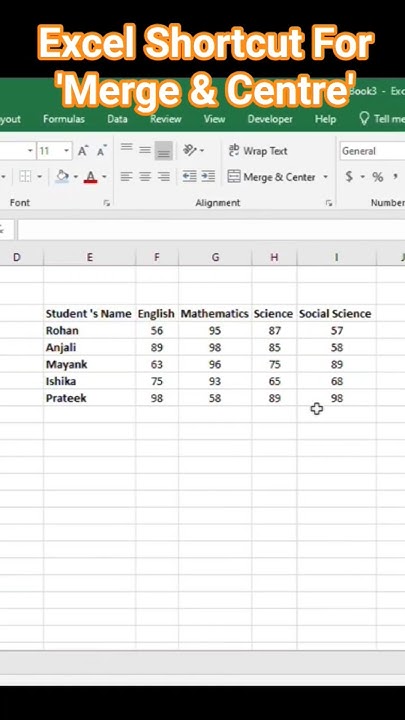 Excel Shortcut For 'Merge & Centre Cells | #excel #exceltips - YouTube