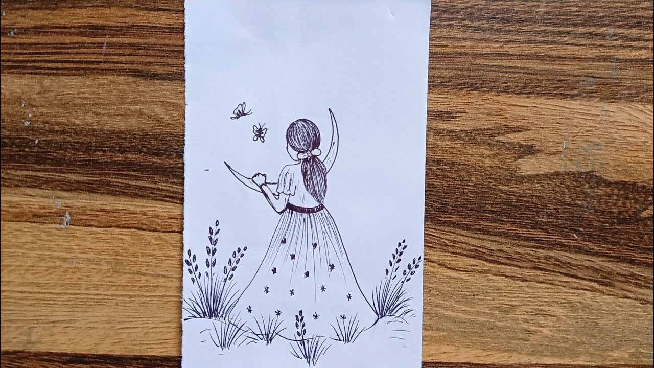 How to draw a beautiful girl with butterfly/ girl with butterfly ...